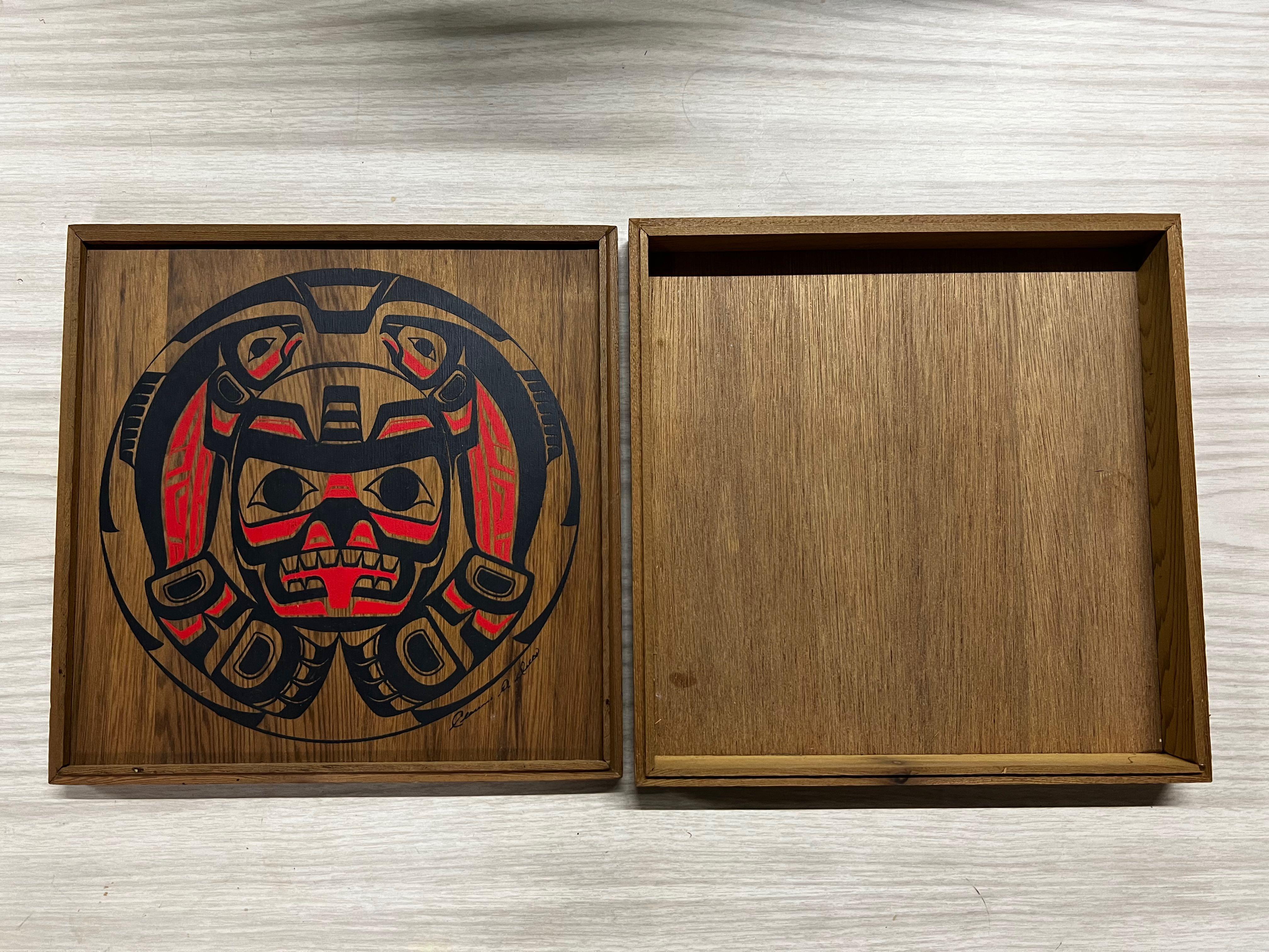 Haida/Salish Salmon And Bear Cedar Box By Haida Artist Clarence A Wells ...