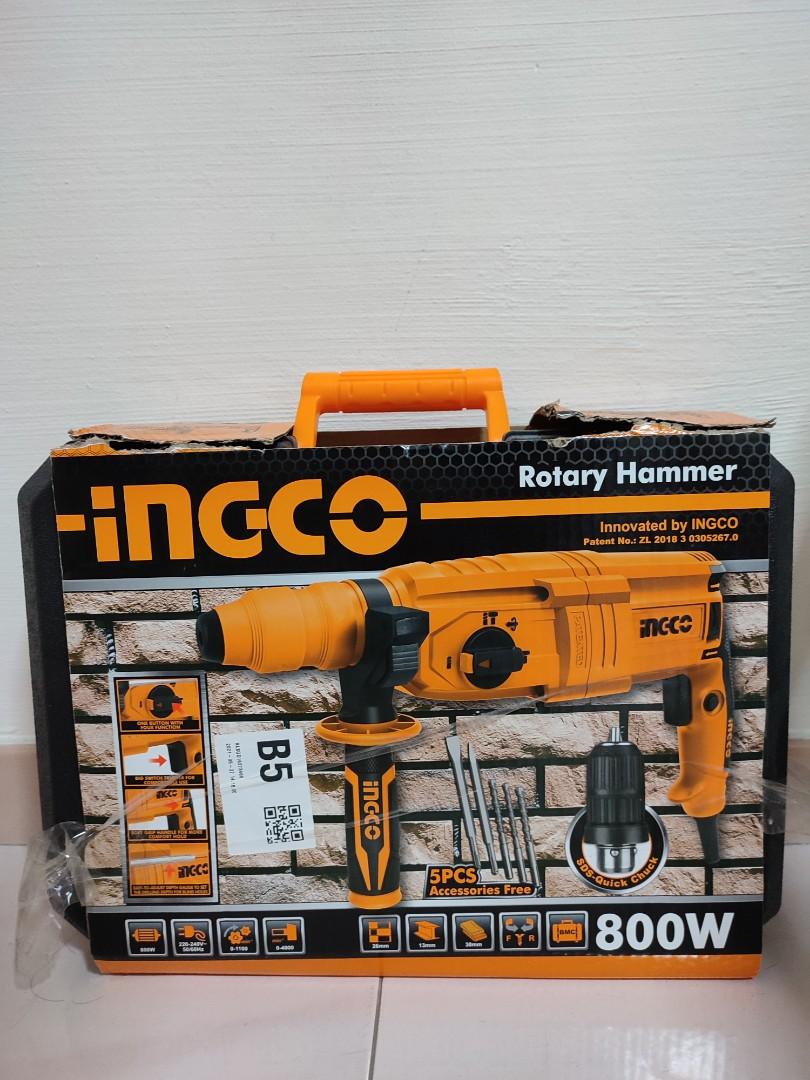 INGCO 800W Rotary Hanmer Drill RGH9028-2, Furniture & Home Living, Home ...