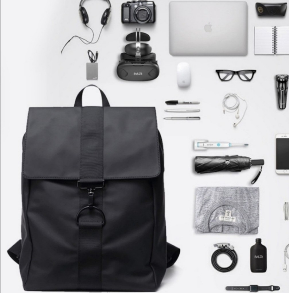 INSTOCK Minimalist basic plain black waterproof bagpack / backpack ...