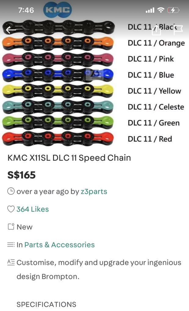 KMC DLC 11 speed red black chain, Sports Equipment, Bicycles & Parts ...