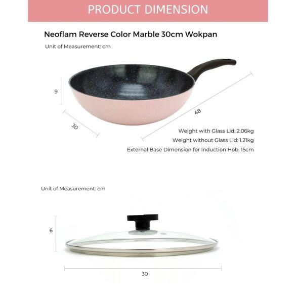 NEOFLAM Reverse Colour Marble 30cm Wokpan with Ecolon Ceramic Coating ...