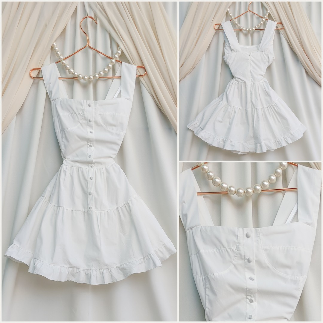 Plain White - Bustier cut - Layered - Mini Dress, Women's Fashion ...