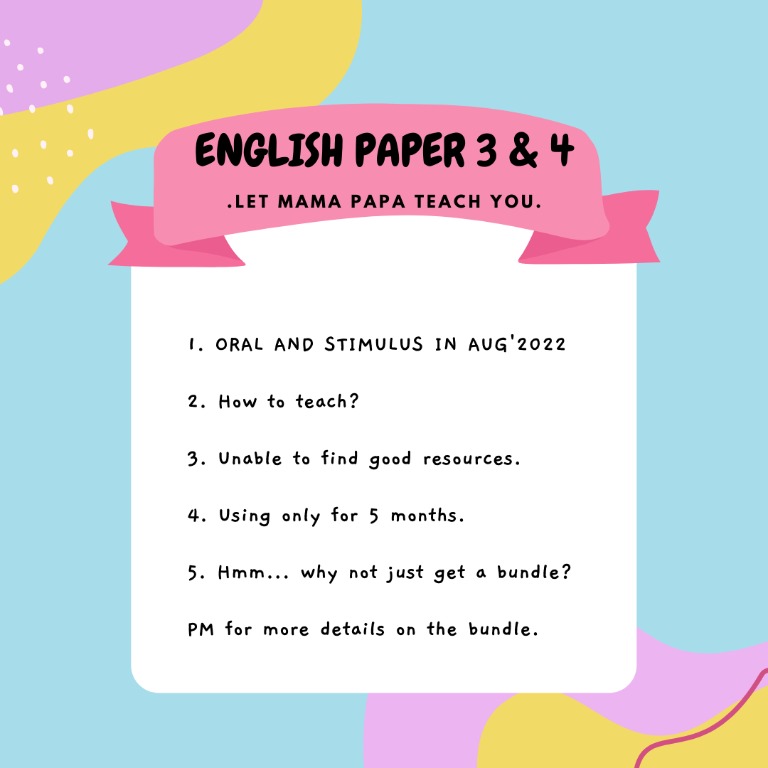 PSLE ENGLISH ORAL STIMULUS BASED GUIDE LISTENING COMPREHENSION PAPER 3 ...