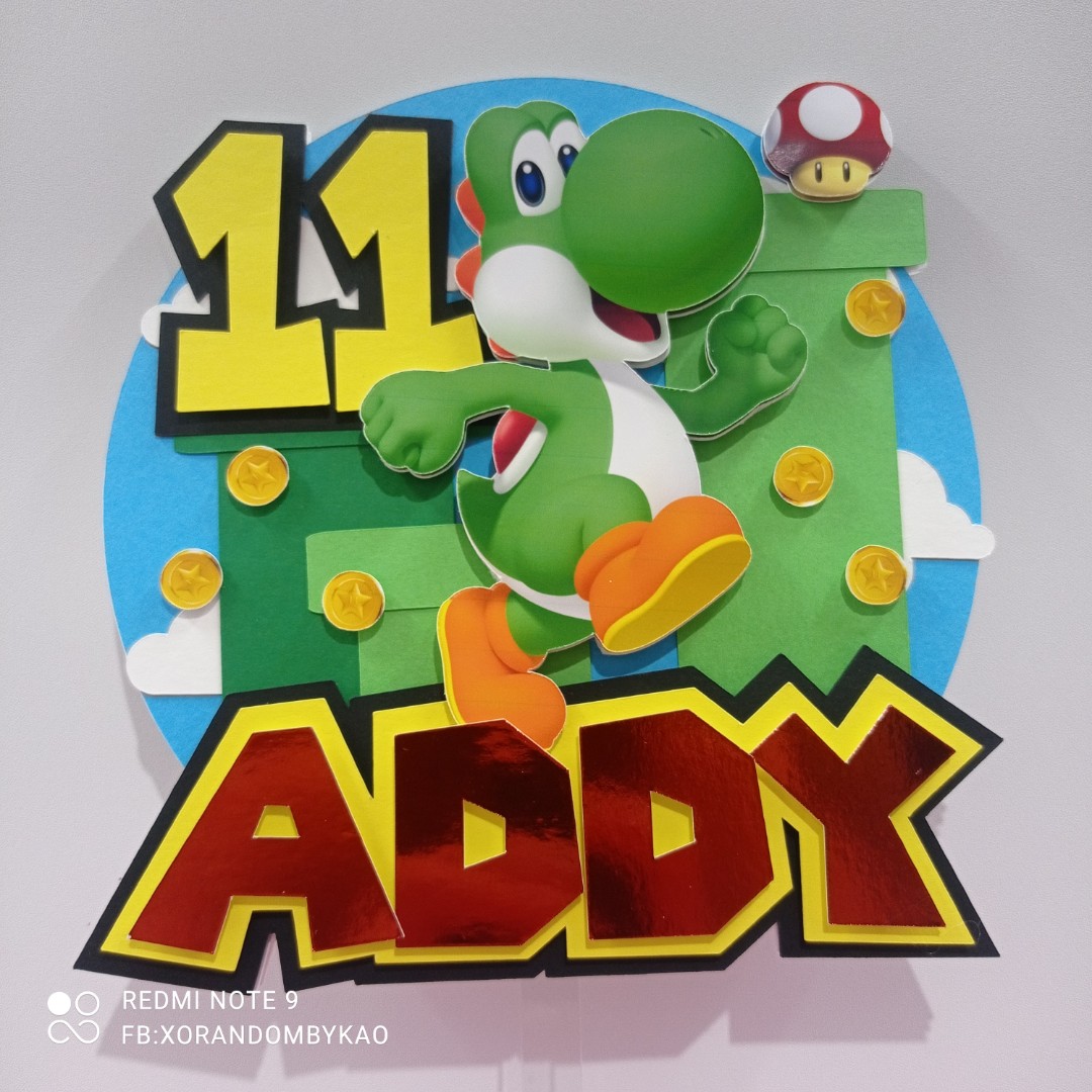 Yoshi Themed Cake Topper Layered Toppers Super Mario, Hobbies & Toys ...