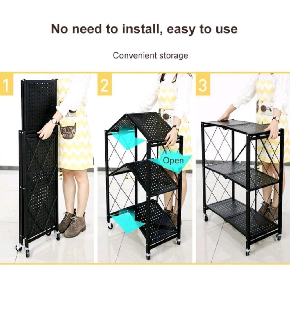 Folding Rack / Storage Rack / Kitchen Rack / Foldable Rack with Wheel ...