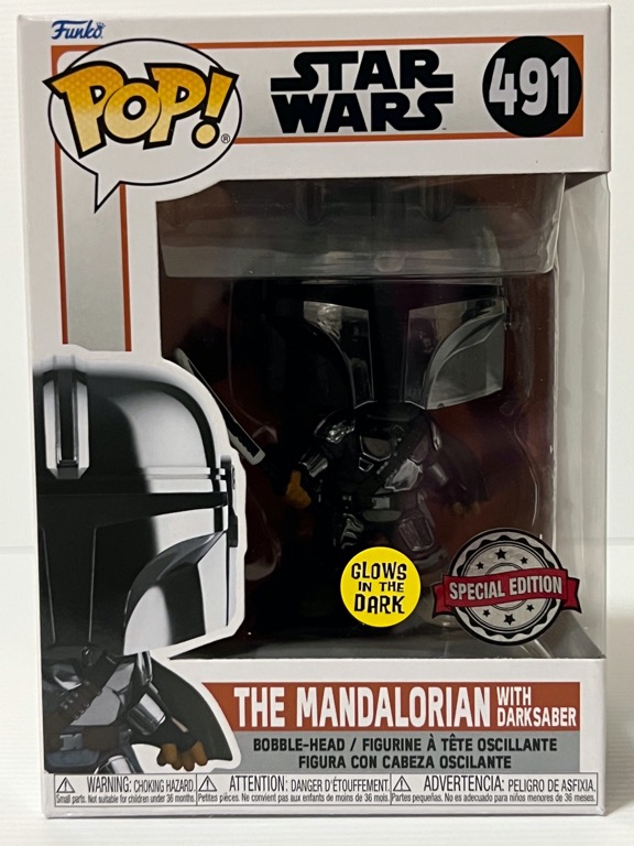 Funko POP! Mandalorian Chrome with Dark Saber #491 (GITD), Hobbies ...
