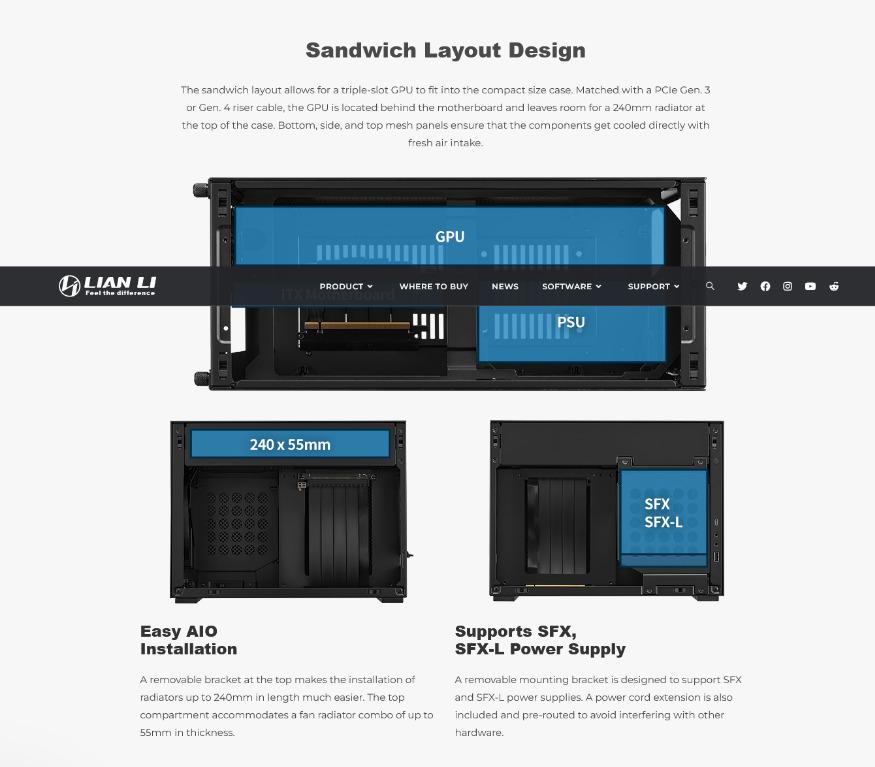 LIAN LI A4-H20 A4-H2O SPCC / Aluminum Mini-ITX Computer Case Casing ...