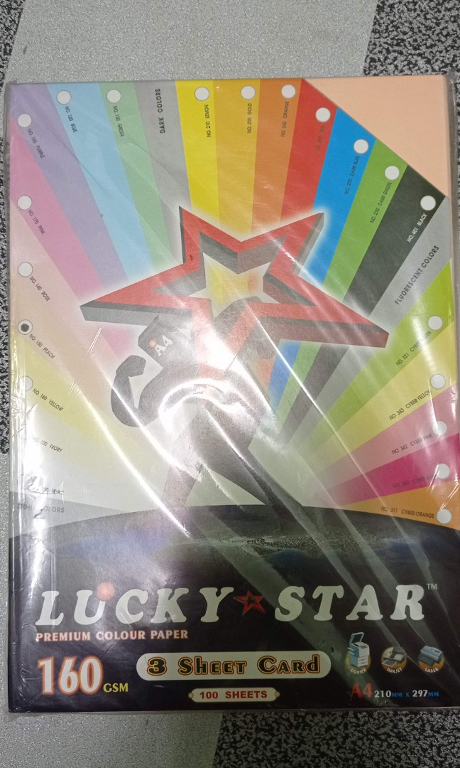 Lucky star A4 colour paper 160gsm 100 sheet - Peach, Hobbies & Toys ...