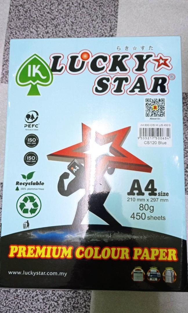 Lucky star A4 colour paper 80gsm 450 sheet - Blue, Hobbies & Toys ...