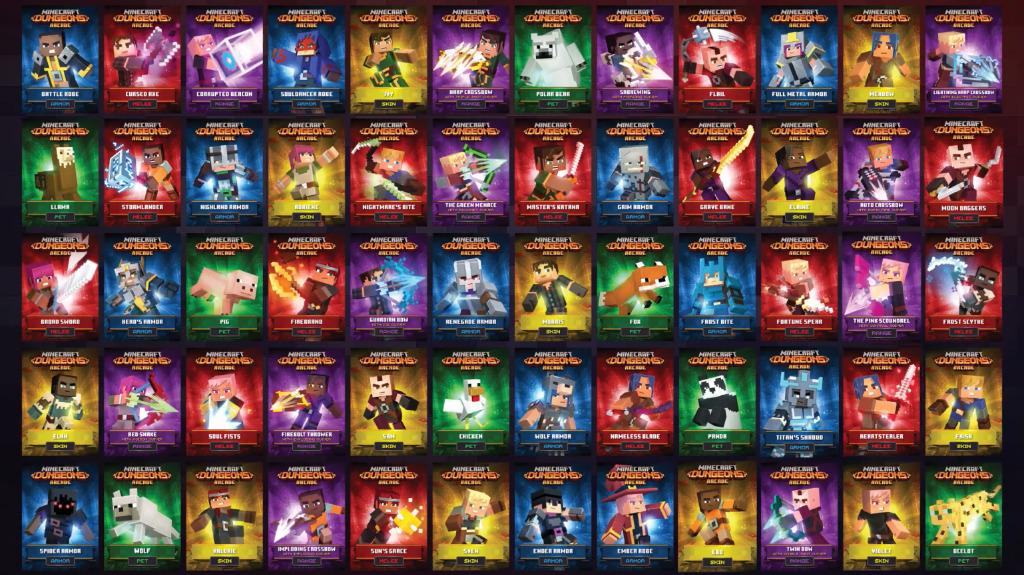 Minecraft Dungeons Arcade Complete Full Set 15 Melee 12 Range 13 Armor ...