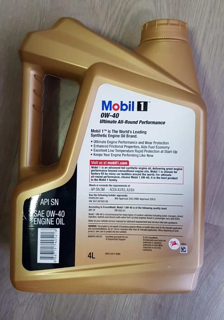 Mobil 1 Gold 0W-40 4 Litres, Car Accessories, Accessories on Carousell