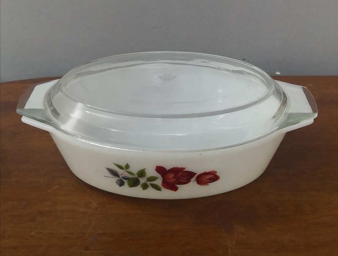 Pyrex june rose oval bowl, Furniture & Home Living, Kitchenware ...