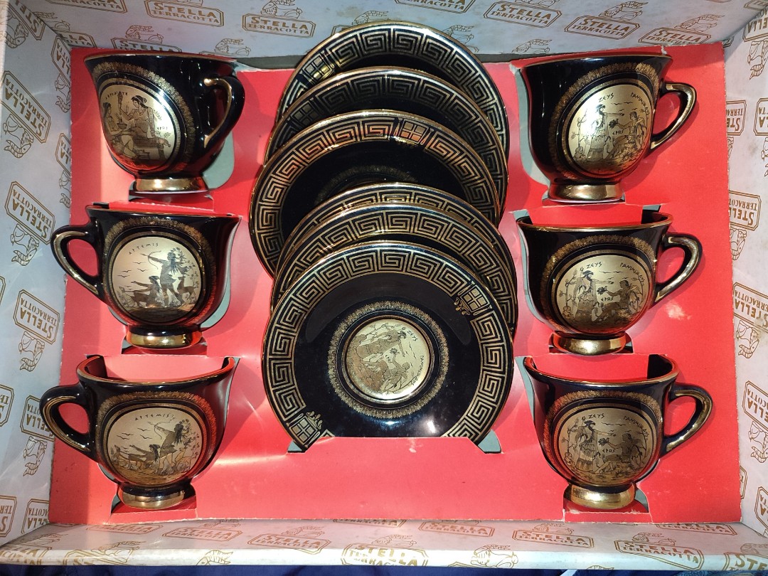 Stella Terracotta Hand made in Greece in 24k gold tea set, Hobbies ...