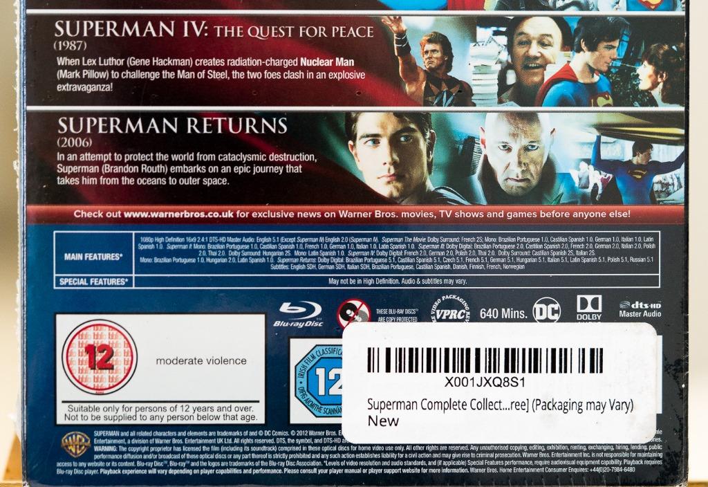 Superman 5-Film Collection Blu-ray, Hobbies & Toys, Music & Media, CDs ...