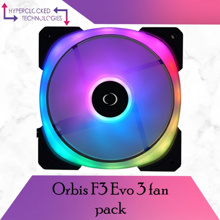 TECWARE ORBIS F3 EVO 3 FAN PACK/ORBIS 6 PORT HUB/ORBIS LED STRIP SET ...