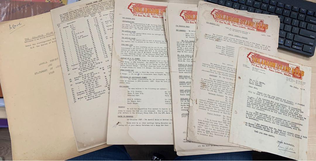 Vintage Documents fm Selangor Stamp Club Malaya 1958, all for only RM20, Hobbies & Toys ...