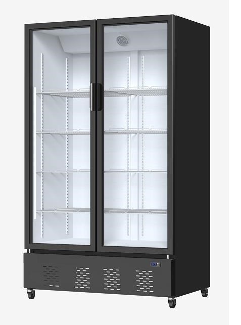Black Finish - 2 Door Display Chiller w LED Lights, TV & Home ...