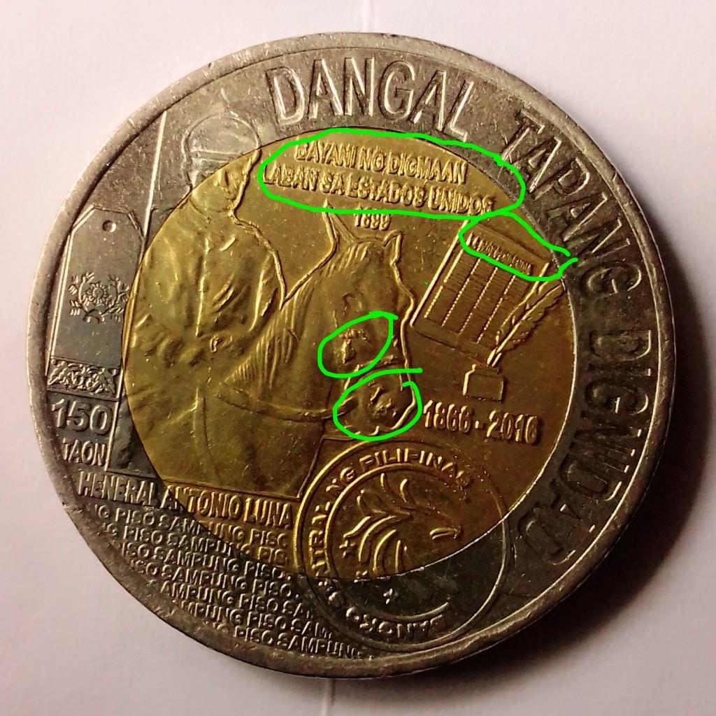 Commemorative multiple error coin Heneral Antonio Luna 10 piso coin ...