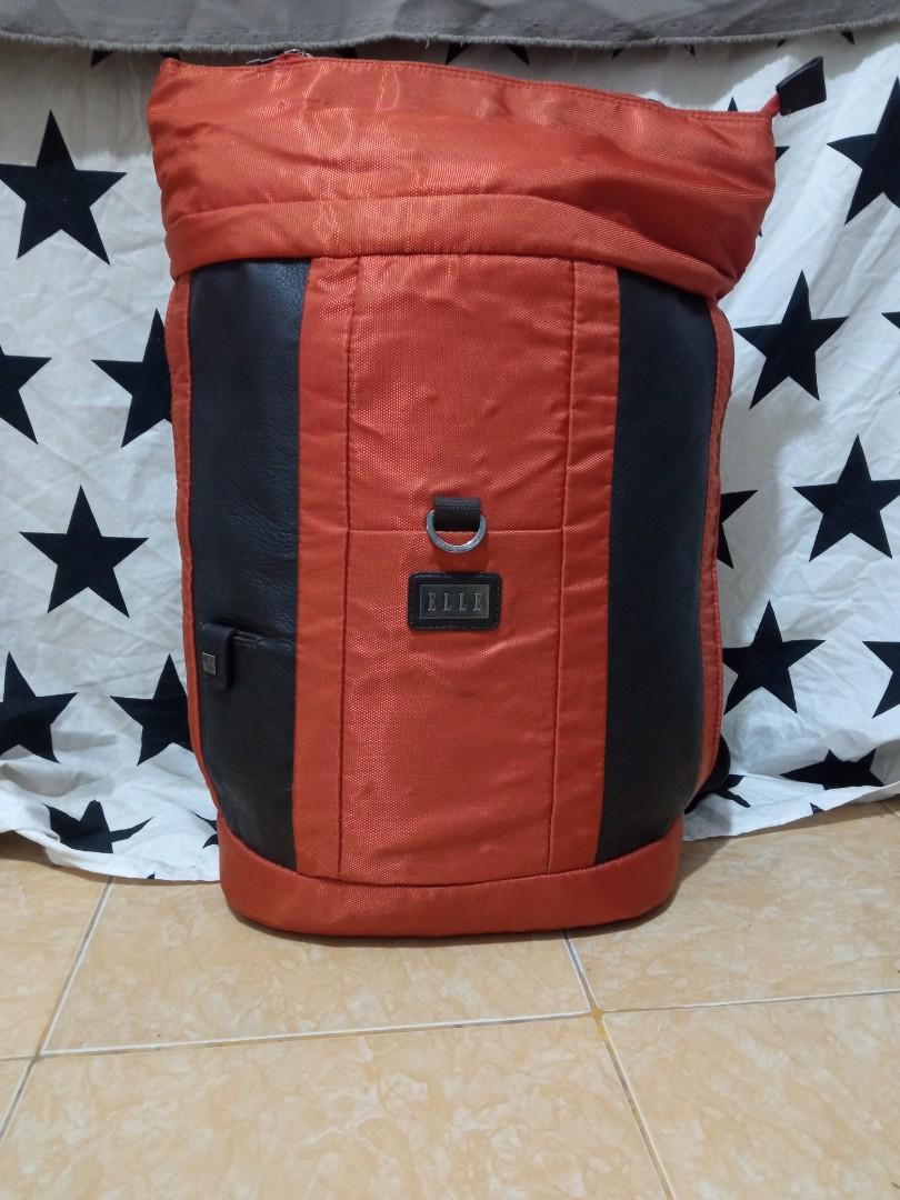 Original ELLE HOMME tas serbaguna warna Mustard List Kulit bagian depan ...