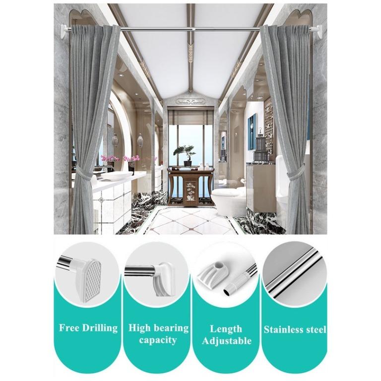 Extendable No Drilling Pole Adjustable Telescopic Tension Pole Curtain ...
