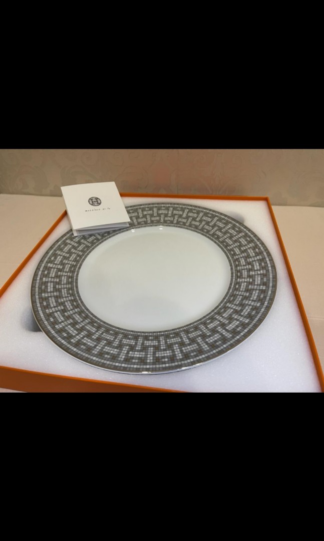 Hermes iconic grey platinum plates, Furniture & Home Living ...