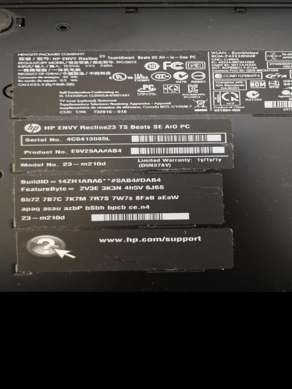 HP Envy 23 Beats Audio Recline Touchscreen (All in One Desktop ...