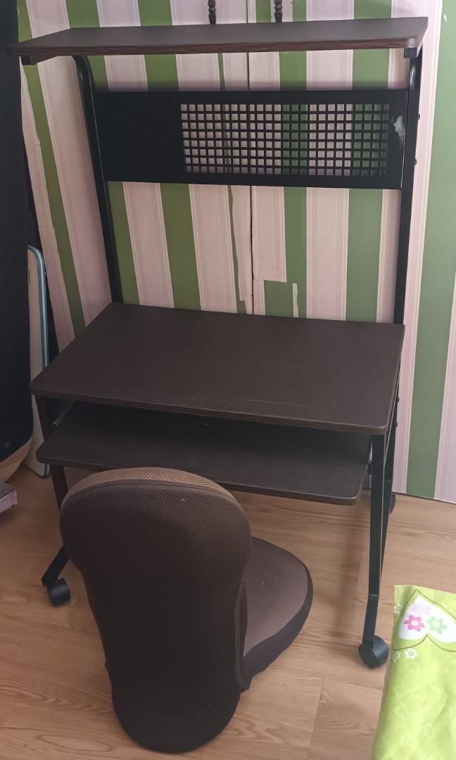 Low computer Table with Floor chair set, Furniture & Home Living ...