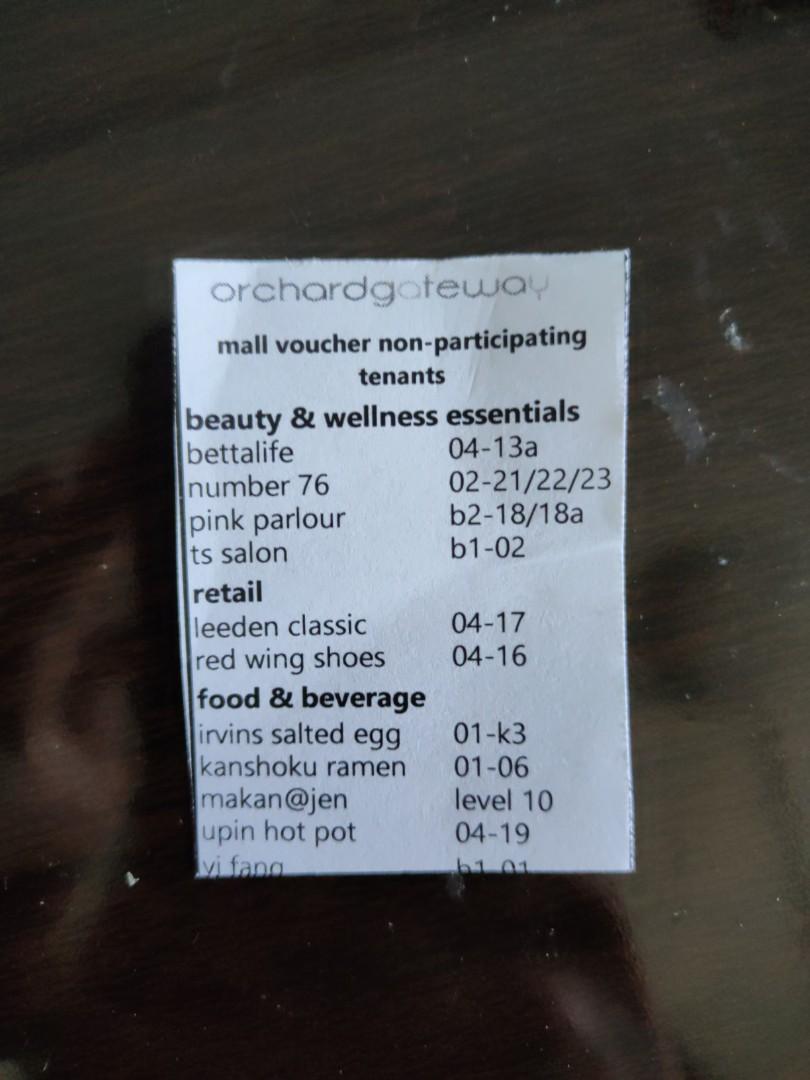 Orchard Gateway vouchers, Tickets & Vouchers, Vouchers on Carousell