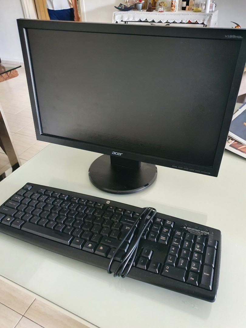 PC monitor and keyboard, Computers & Tech, Desktops on Carousell