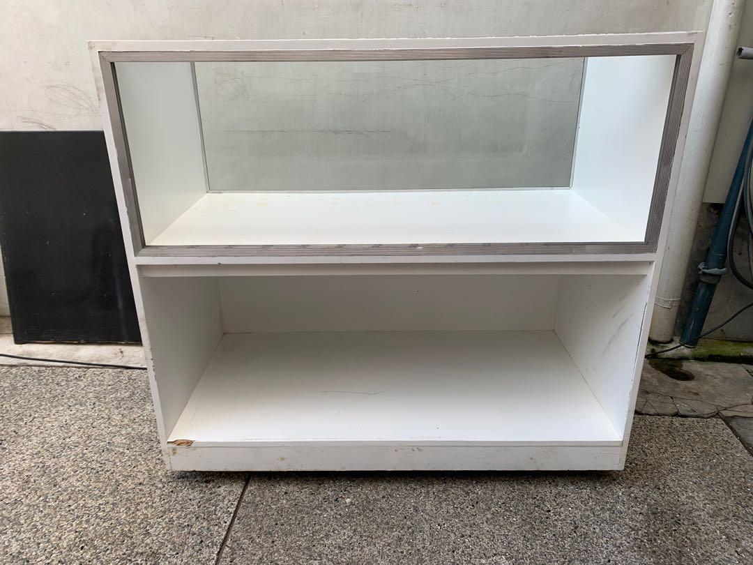 Stante Store Display Wood Frame Glass Front & Top w/ crack, Furniture ...
