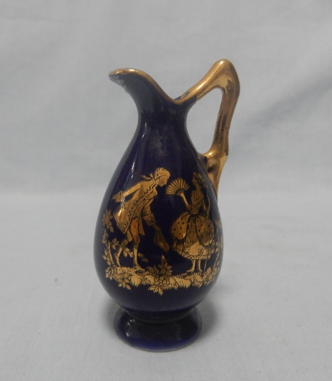 Vintage Japanese miniature cobalt blue porcelain water jug circa mid ...