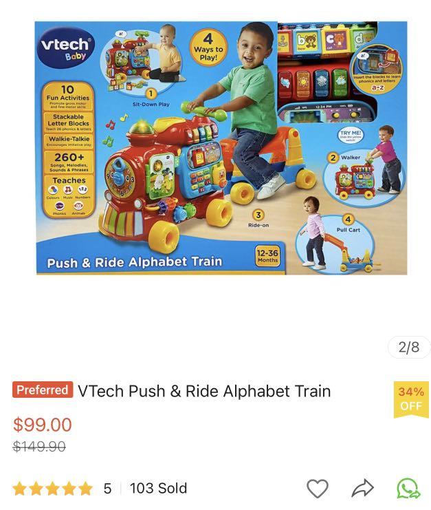 VTech Push & Ride Alphabet Train, Babies & Kids, Infant Playtime on ...