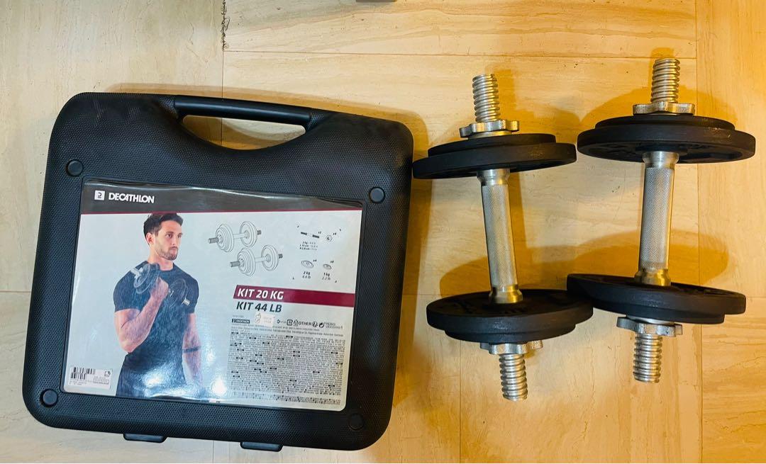Weight training threaded dumbbell kit 20kg Domyos, Sports Equipment ...