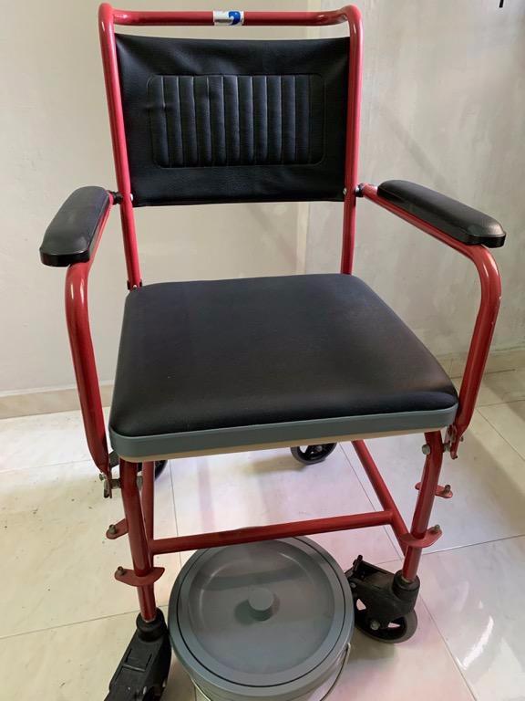 Wheel chair with poo pan, Health & Nutrition, Assistive & Rehabilatory ...