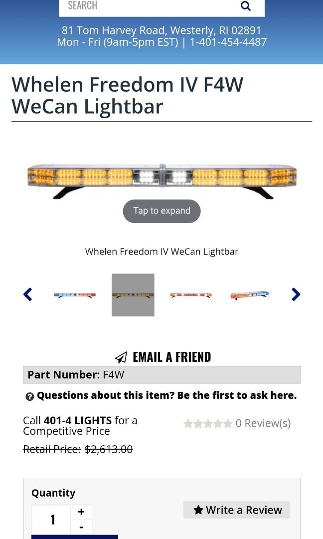 Whelen Freedom IV series lightbar, Car Parts & Accessories, Other ...