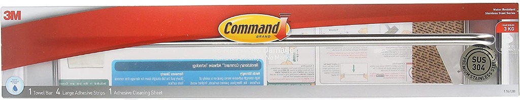 3M Command 17672B Stainless Steel Towel Bar, Furniture & Home Living ...