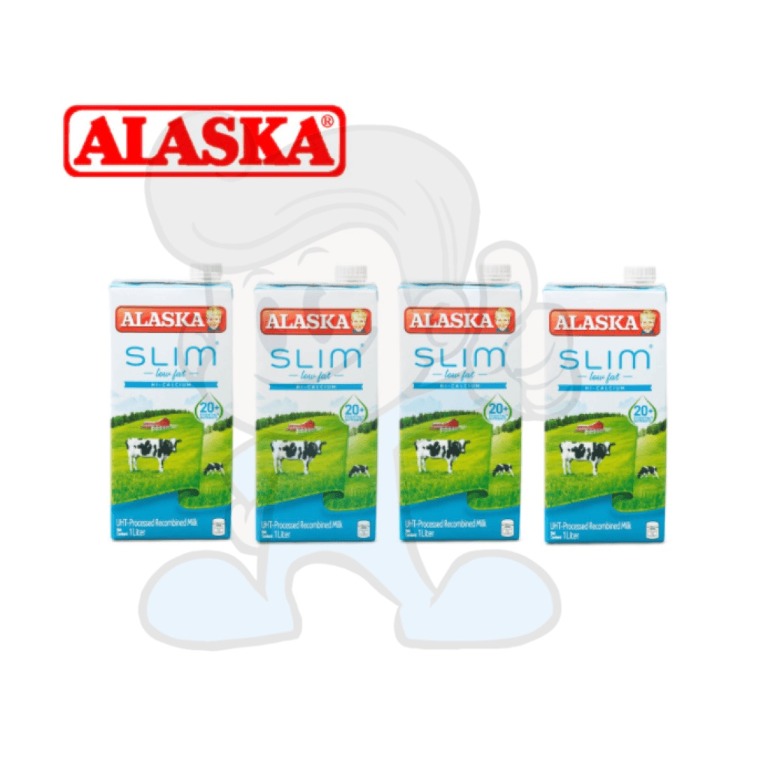Alaska Slim Low Fat Hi-Calcium Milk (4 x 1L), Food & Drinks, Beverages ...