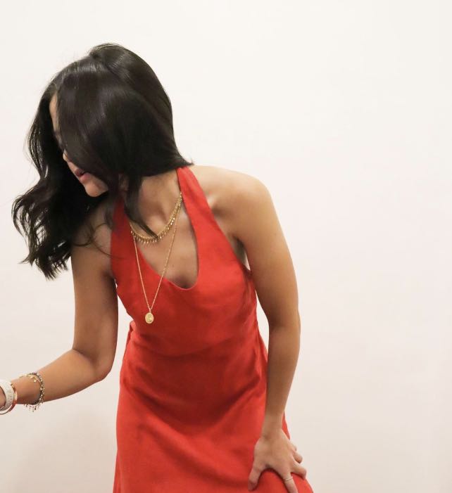 AVA red midi dress, Women's Fashion, Dresses & Sets, Dresses on Carousell