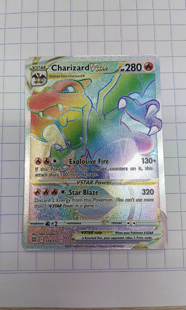 Charizard Vstar rainbow pokemon, Hobbies & Toys, Toys & Games on Carousell