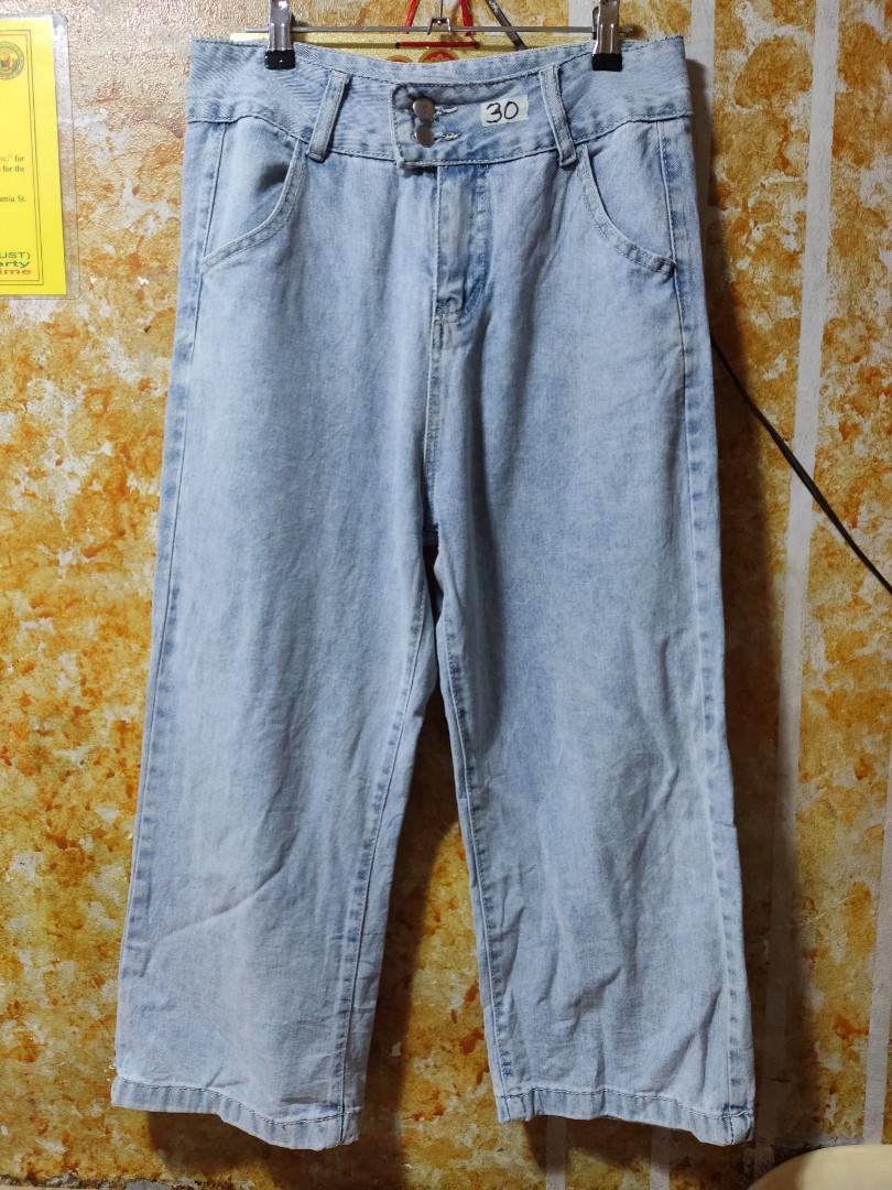 Denim squarepants, Women's Fashion, Bottoms, Jeans on Carousell