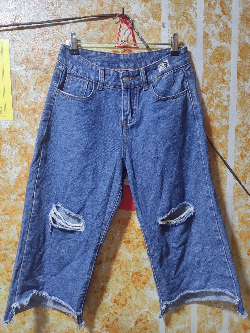 Denim squarepants 4, Women's Fashion, Bottoms, Jeans on Carousell