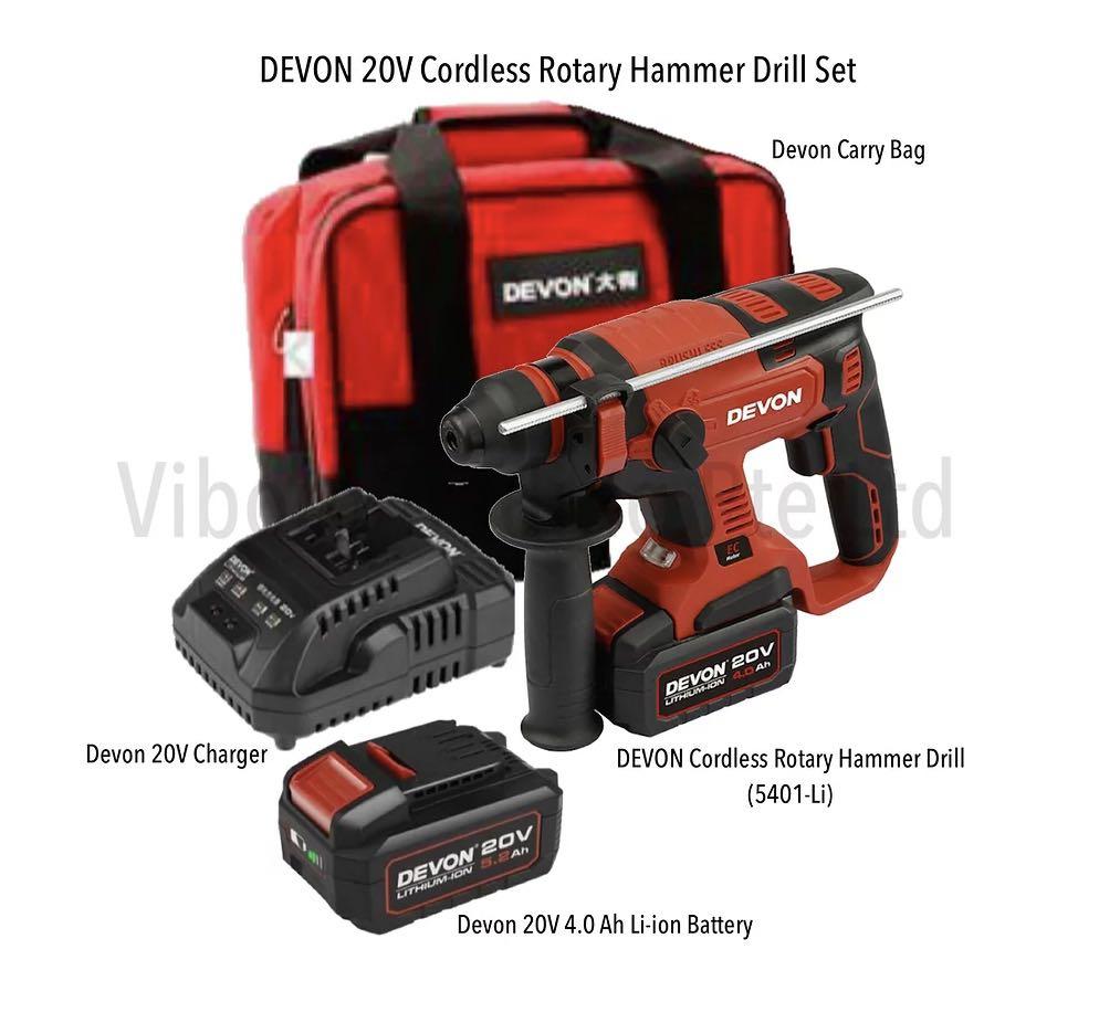 Devon 20V 4.0Ah Cordless Rotary Hammer Drill [Power Tools], Furniture ...