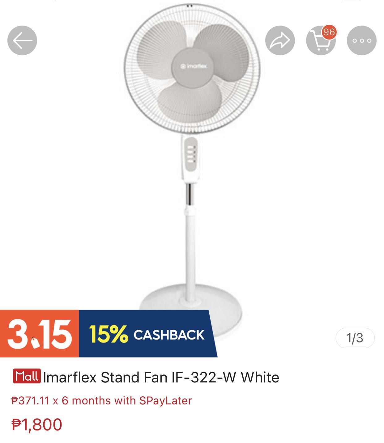 Imarflex White Stand Fan 16”, Furniture & Home Living, Lighting & Fans ...