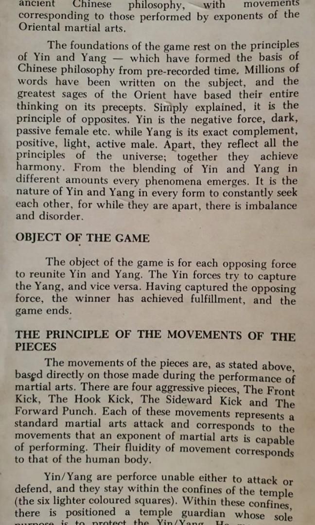 Vintage Kung Fu Chess The Ying Yang Way 1970s copyright by Sime Darby ...