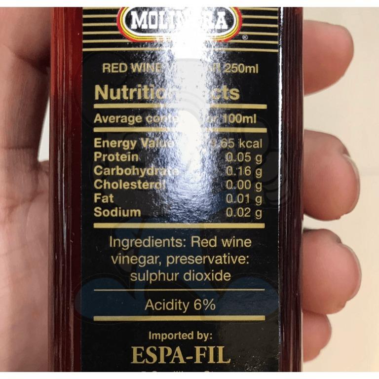 Molinera Red Wine Vinegar (2 x 250ml), Food & Drinks, Other Food ...