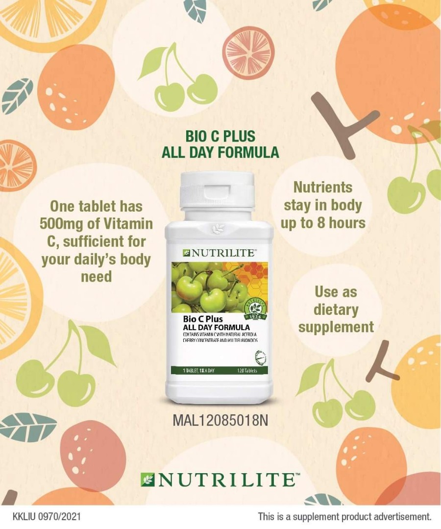 Nutrilite Bio C Plus 长效维他命C 60tab/120tab, Health & Nutrition, Health ...