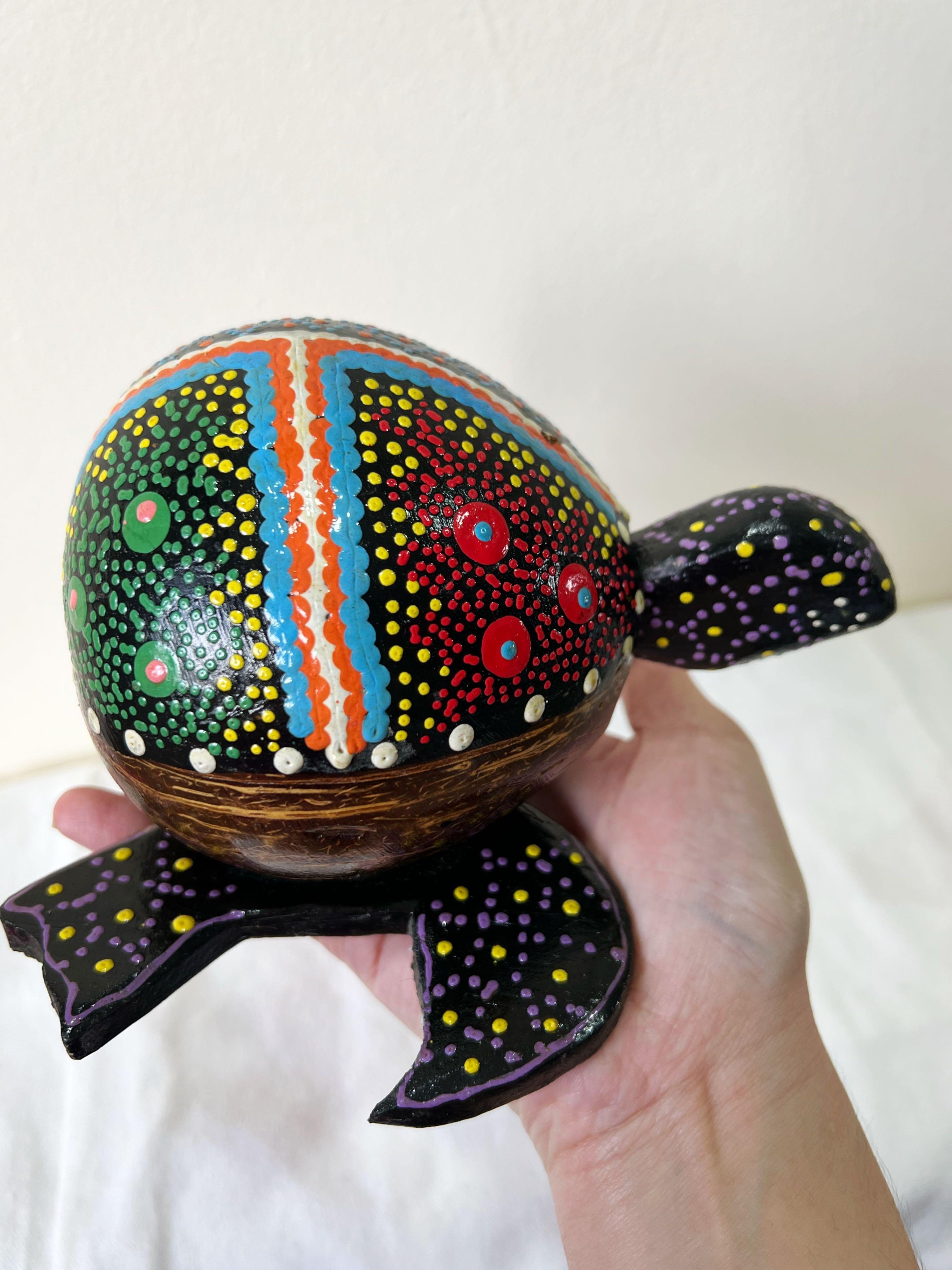 Painted Coconut Shell Shaking Head Turtle, Everything Else on Carousell