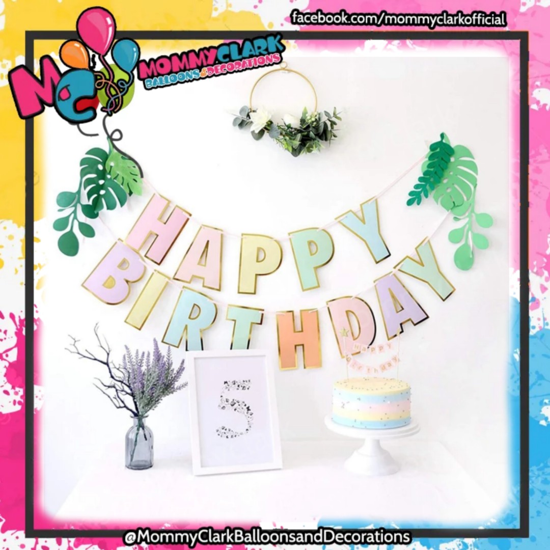 Pastel Color Happy Birthday Banner, Hobbies & Toys, Stationary & Craft ...
