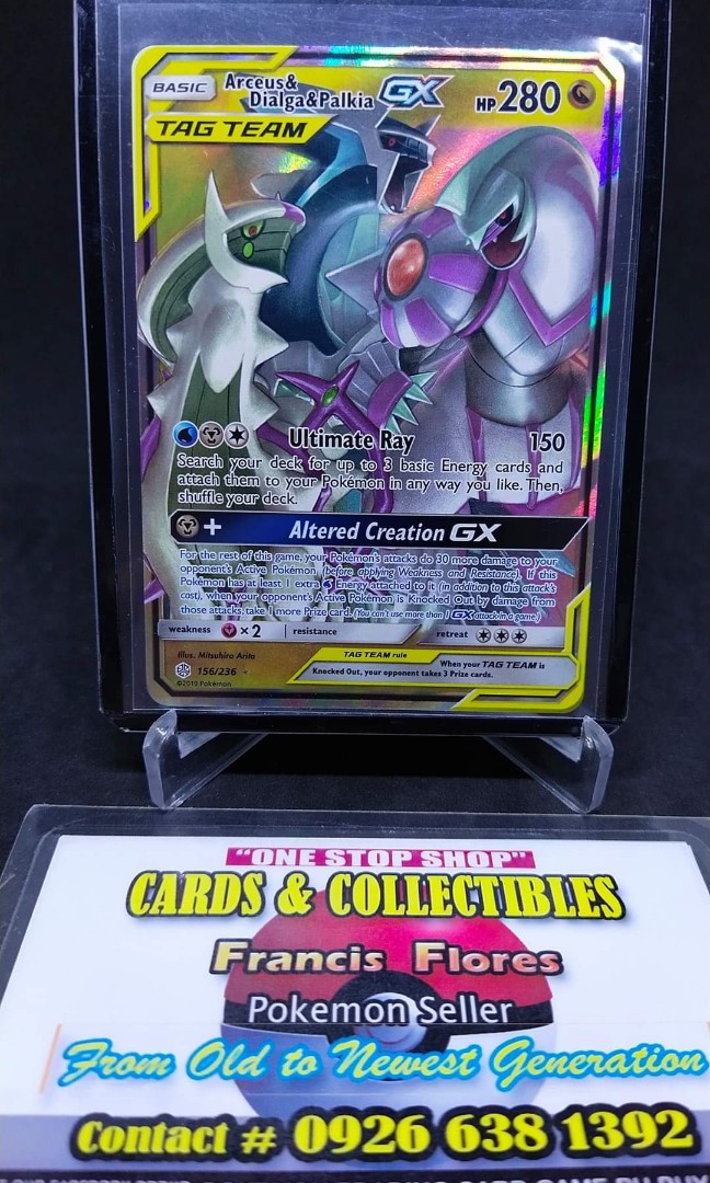 Pokemon Card - ARCEUS / DIALGA / PALKIA GX #156 (SUN & MOON: COSMIC ECLIPSE) YEAR 2019 / MINT ...