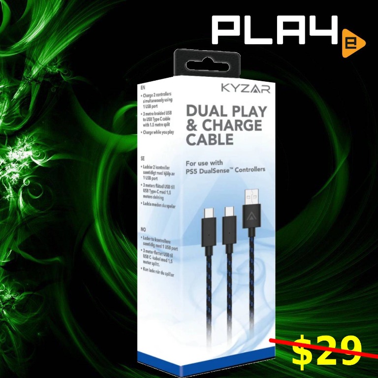 PS5 Kyzar Dual Play And Charge Cable (1320081) Brand New, Video Gaming ...